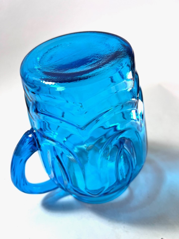 Vintage Anchor Hocking Colonial Tulip Blue Glass Pitcher With Ice Lip 9 ...