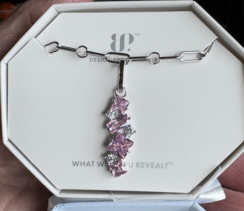 Bomb Party Necklace "Just Say Yes" Rose Quartz & CZ on Rhodium NK84196 ...
