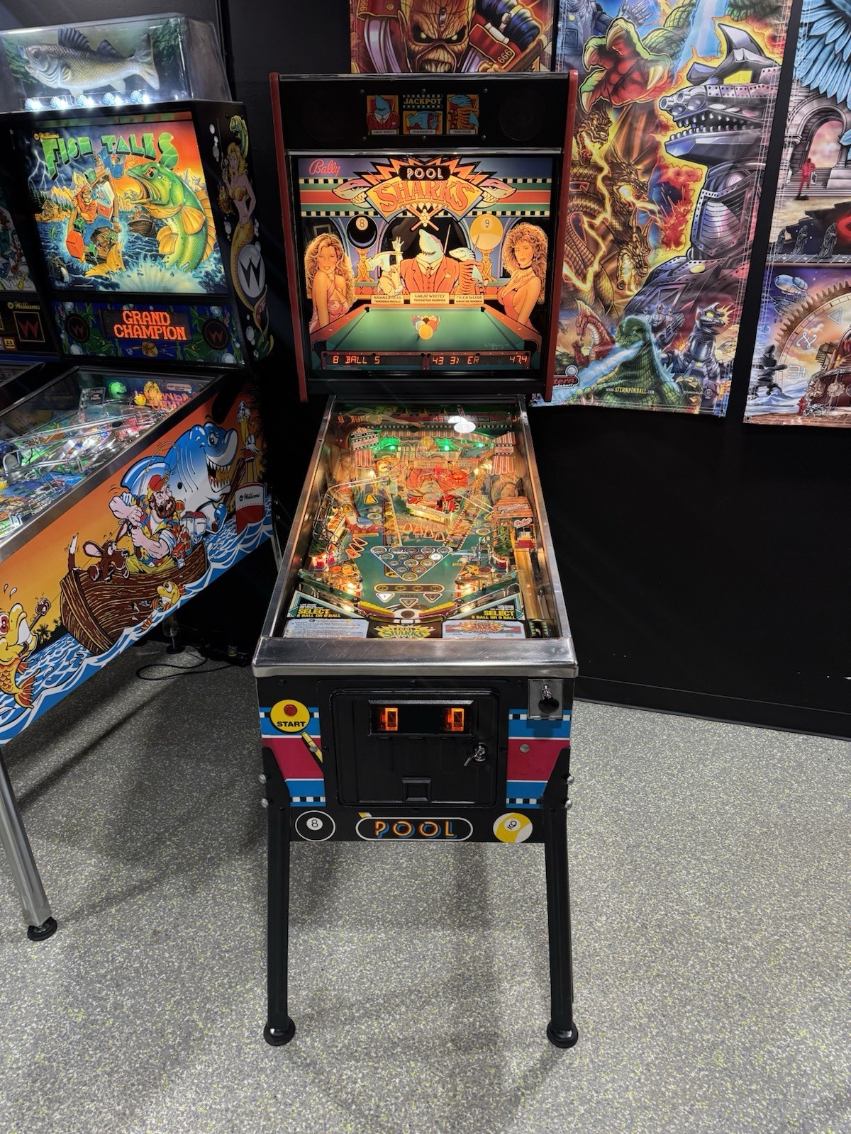 Pool Sharks Pinball Machine Bally 1990 LEDS Orange County Pinballs FREE ...