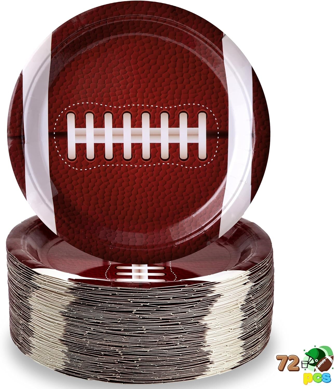72 PCS Football Paper Plates (9 Inches), Disposable Touchdown Football ...