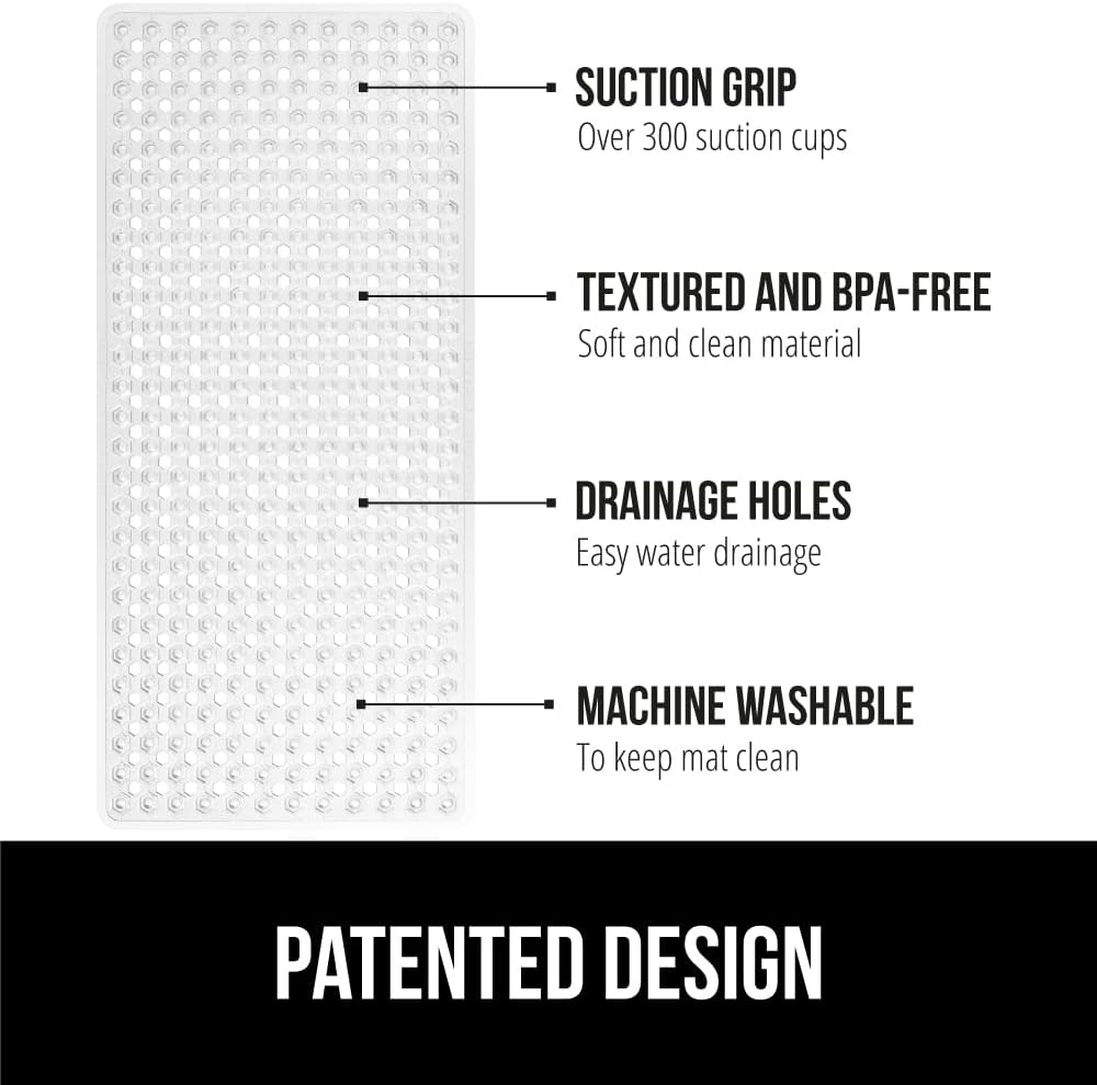 Gorilla Grip Patented Shower and Bath Mat 35x16 Machine Washable ...