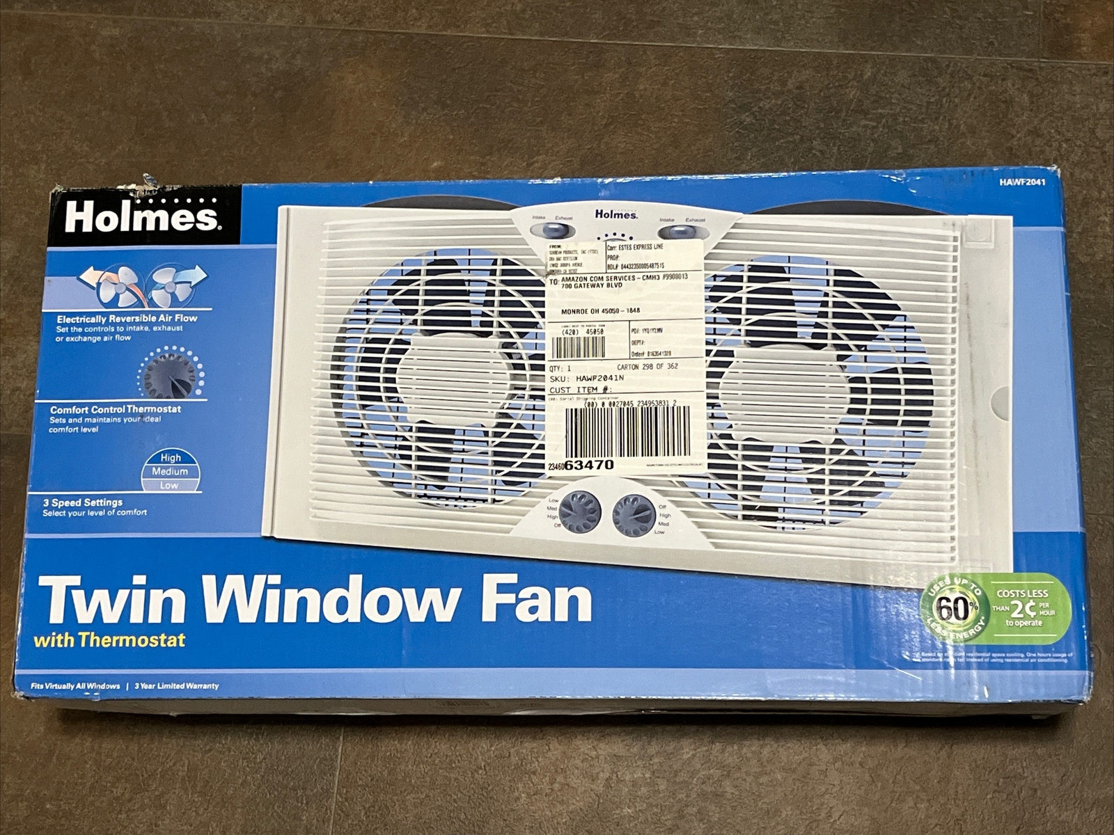 Holmes Dual 8" Blade Twin Window Fan with Manual Controls 3 Speed ...