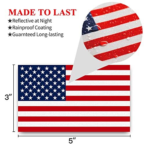 5 X 3 inch American US Flag Decal - Patriotic Stars Reflective Stripe ...