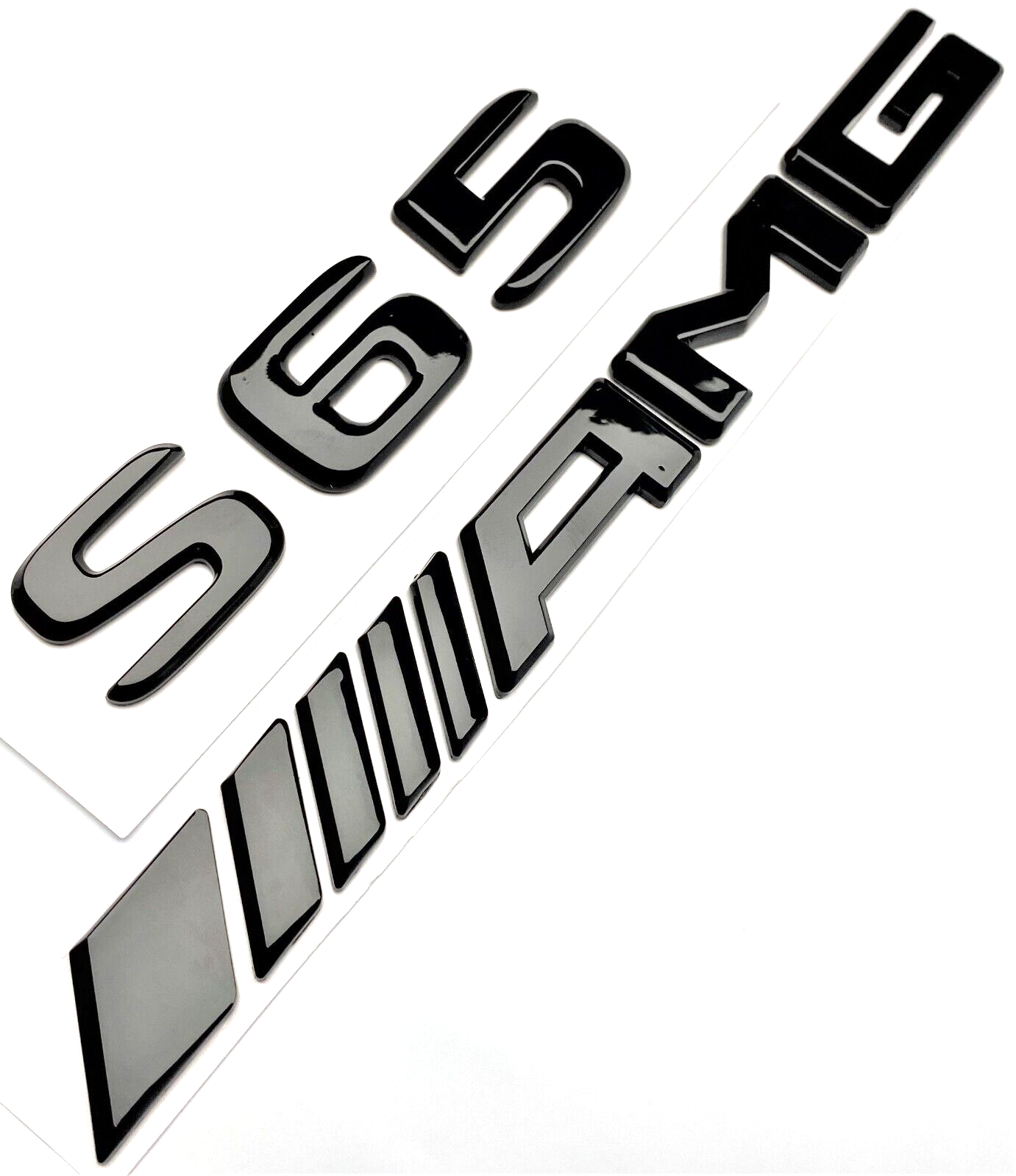 #2 BLACK S65 + AMG REPLACEMENT FOR MERCEDES REAR TRUNK EMBLEM BADGE ...