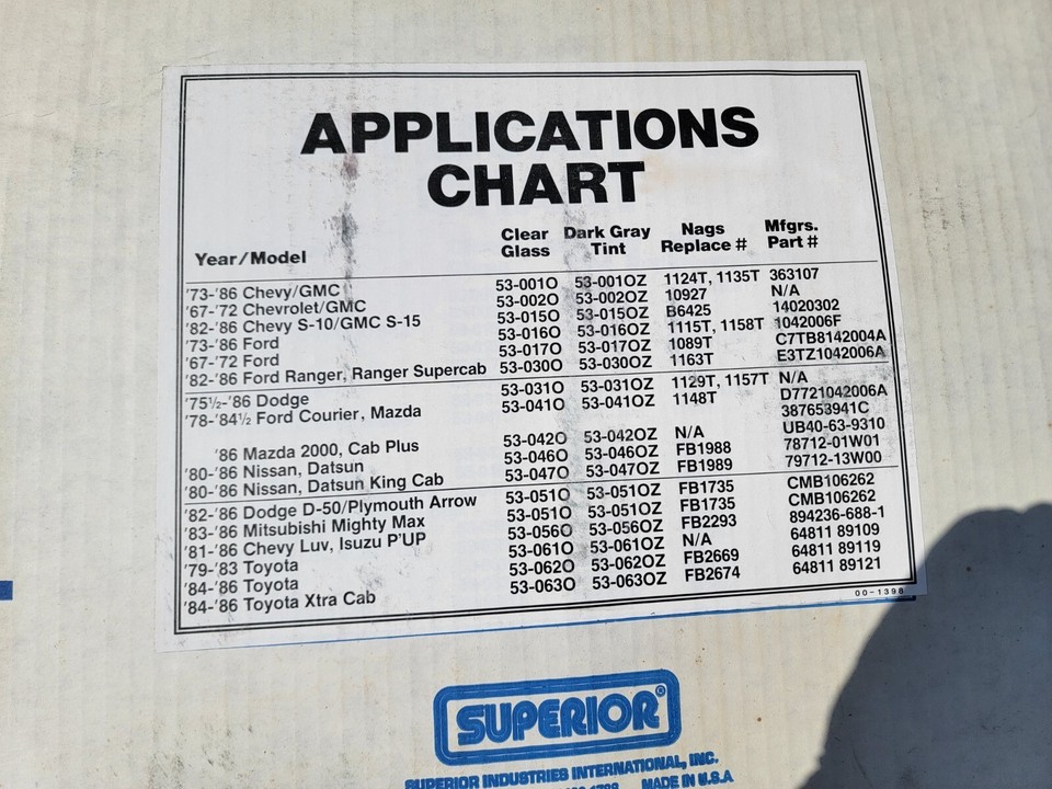 NOS Ford Ranger & Supercab Truck Superior Sliding Rear Window 1982 83 ...