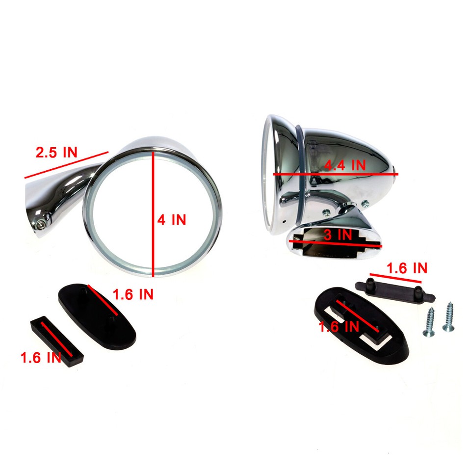 Talbot Classic Vintage Style Chrome Bullet Fender or Door Mount Side ...