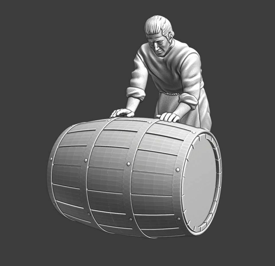 Northern Crusades Miniatures Medieval Civilian Villager & Barrel NPC ...