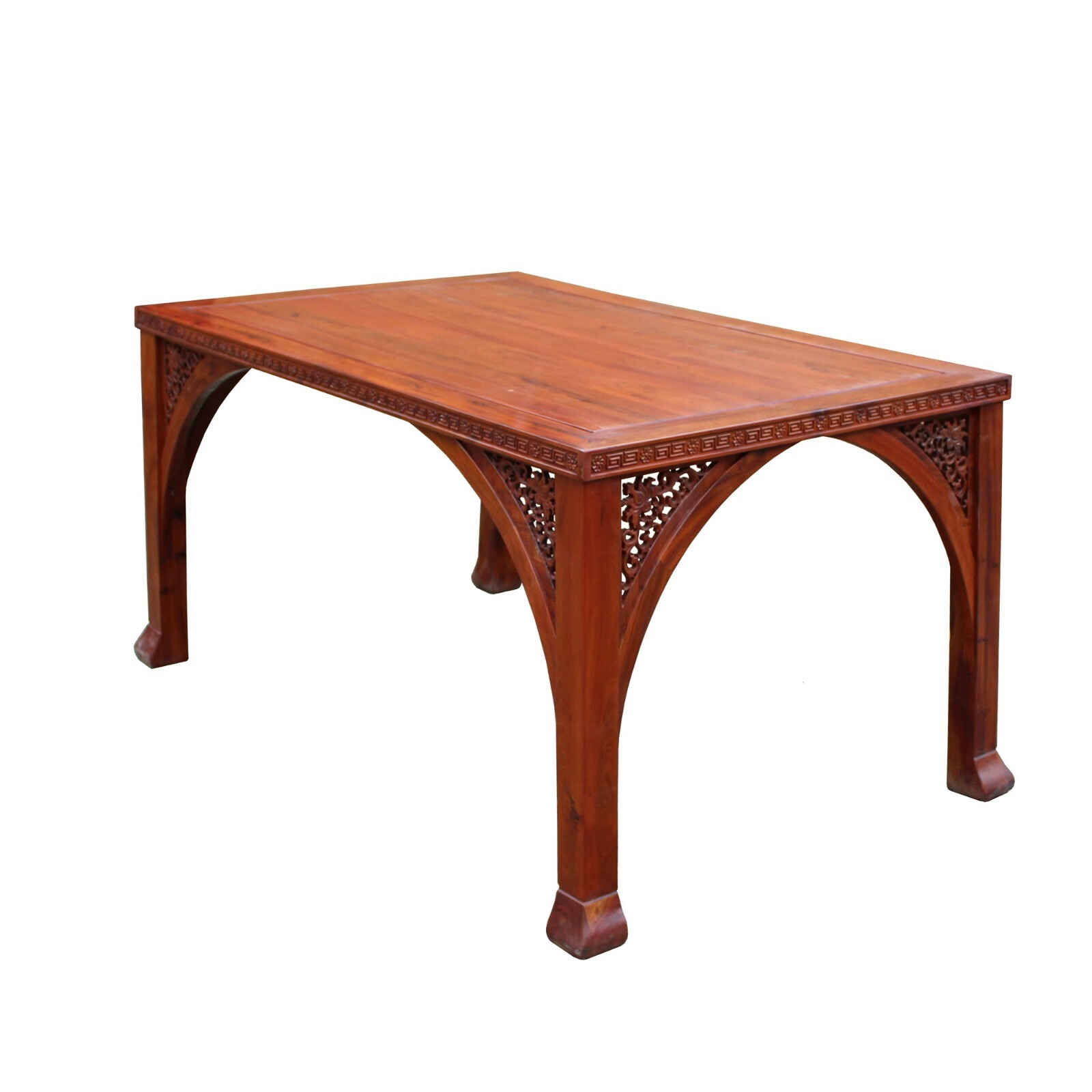 Chinese Yellowish Brown Rosewood Rectangular Dining Table Set 6 Chairs ...