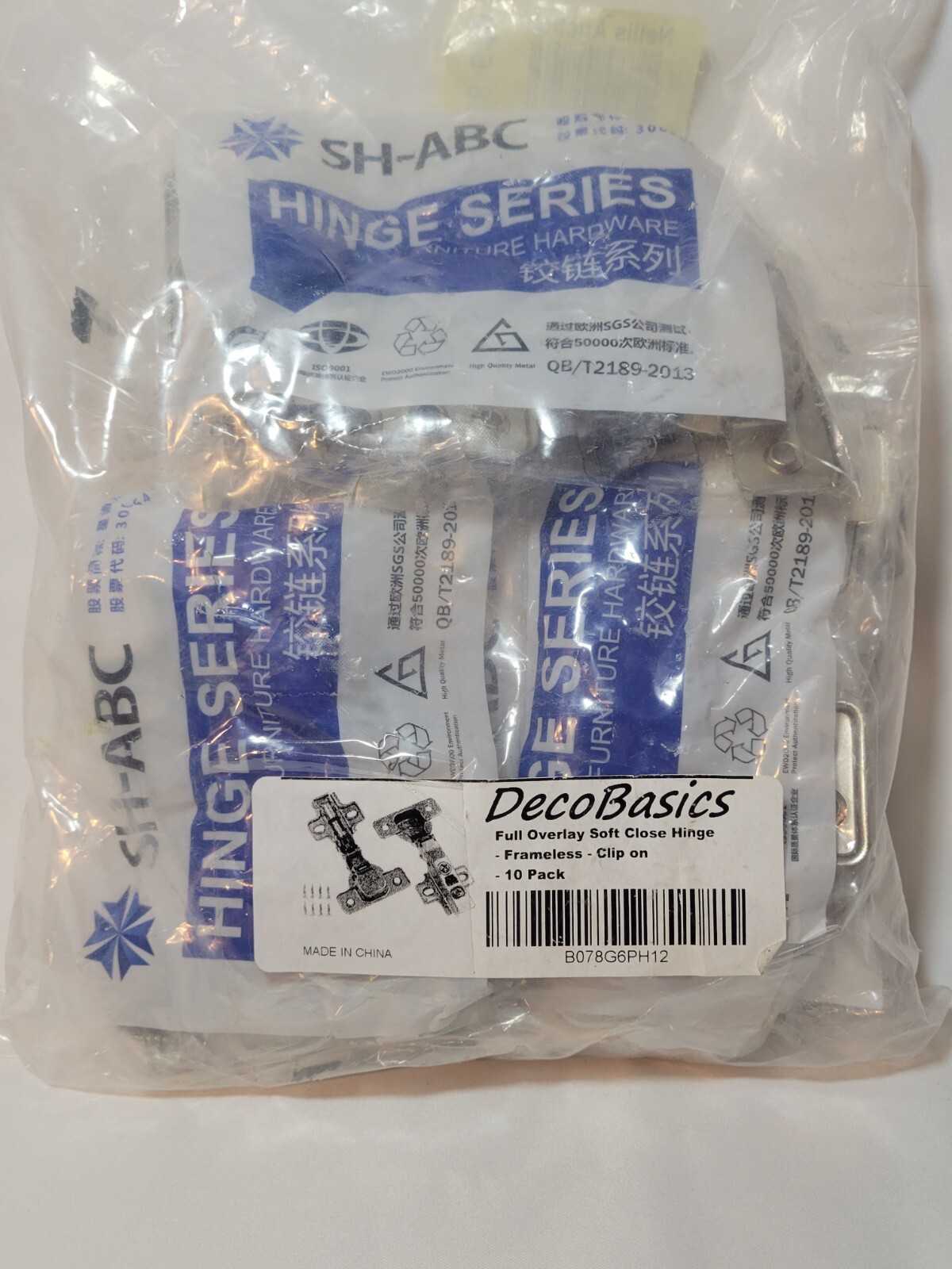 10 Decobasics SH-ABC Cabinet Hinges 300464 Full Overlay Soft Close 5 ...