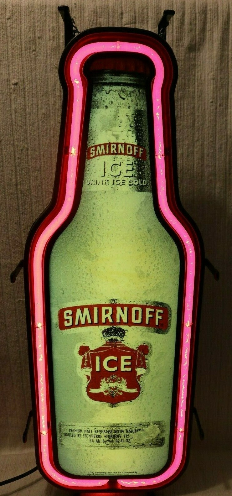 SMIRNOFF ICE Neon Bottle Sign Light, 32" x 12", Stand-Up or Wall ...