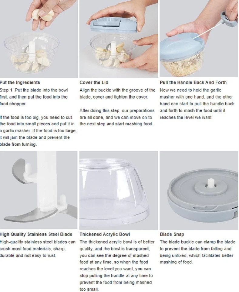 Manual Food Chopper Hand Pull String Portable Onion Garlic Vegetable ...