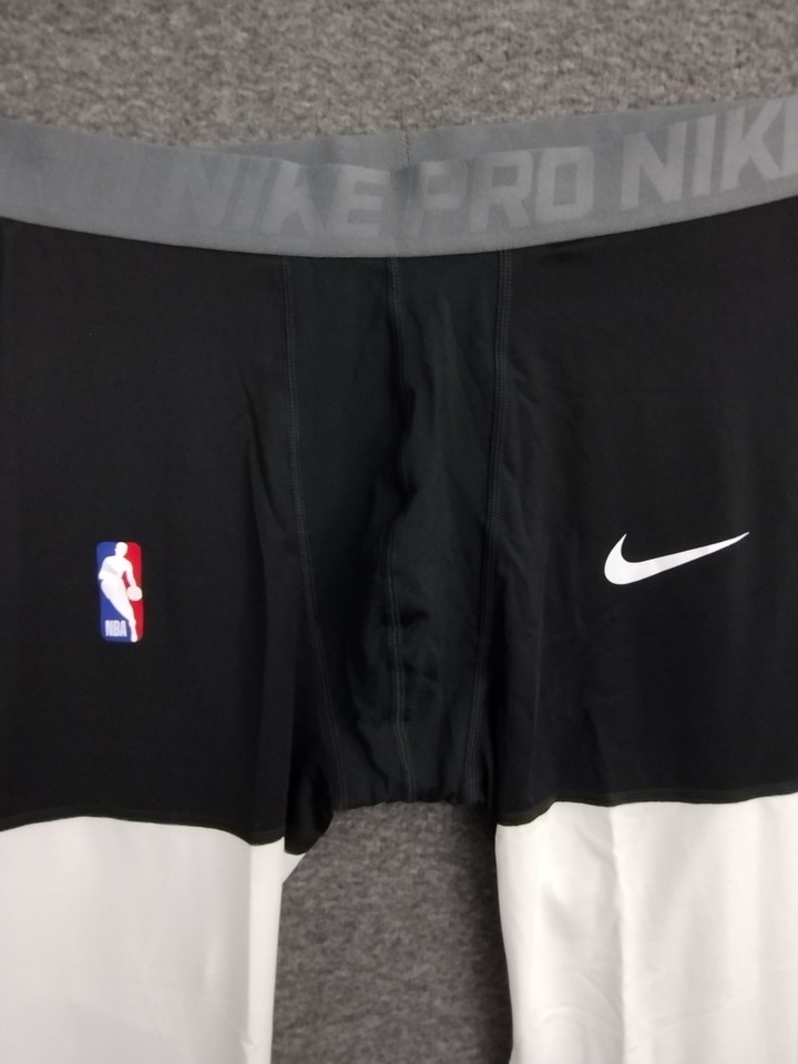 Nike Pro NBA Player Issued 3/4 Compression Tights Black/White AT9764 ...
