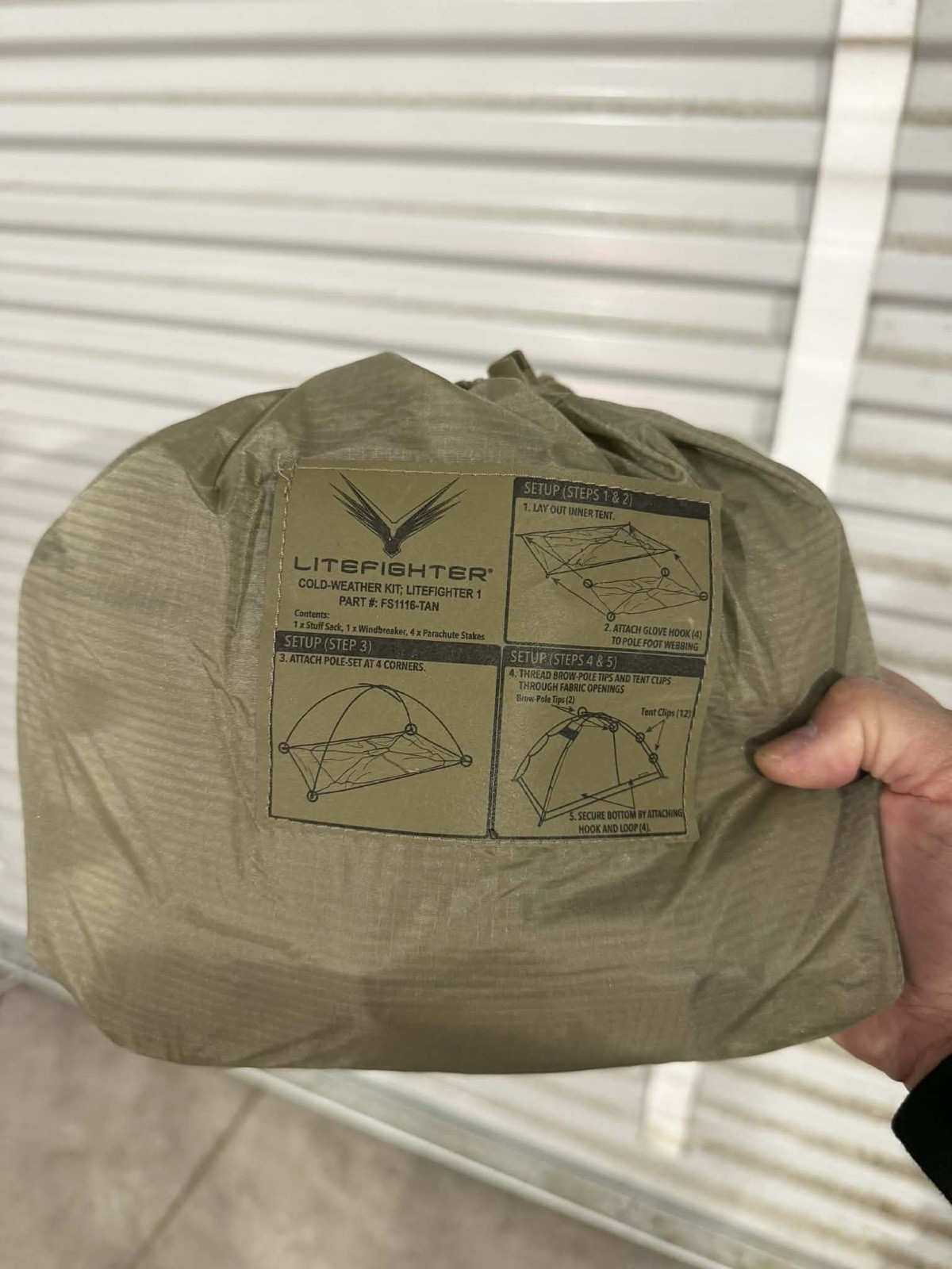 USGI LiteFighter Cold Weather Kit (For 1 man tent) Coyote W/ 4 Snow ...