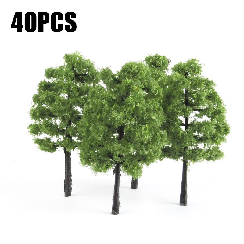 40pcs Plastic Model Trees Toy Train Railroad Park DIY HO OO Scale 1:100 ...