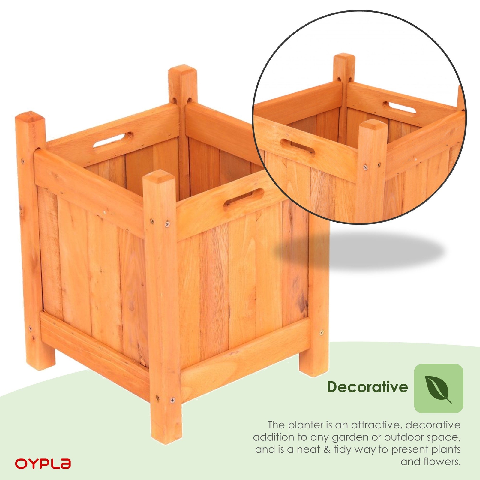 NEW! Small Garden Wooden Square Flower Planter Ornamental Plant Pot | eBay