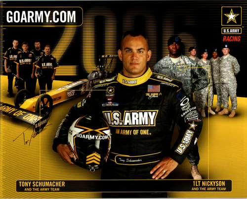 2006 NHRA Tony Schumaker Hand Signed 10X8 Cardstock US Army Racing 3x ...