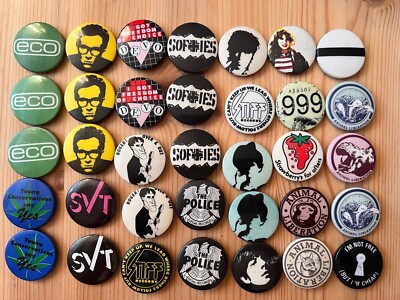 Job Lot 35 X Vintage Buttons Badge pin, 30mm diameter | eBay