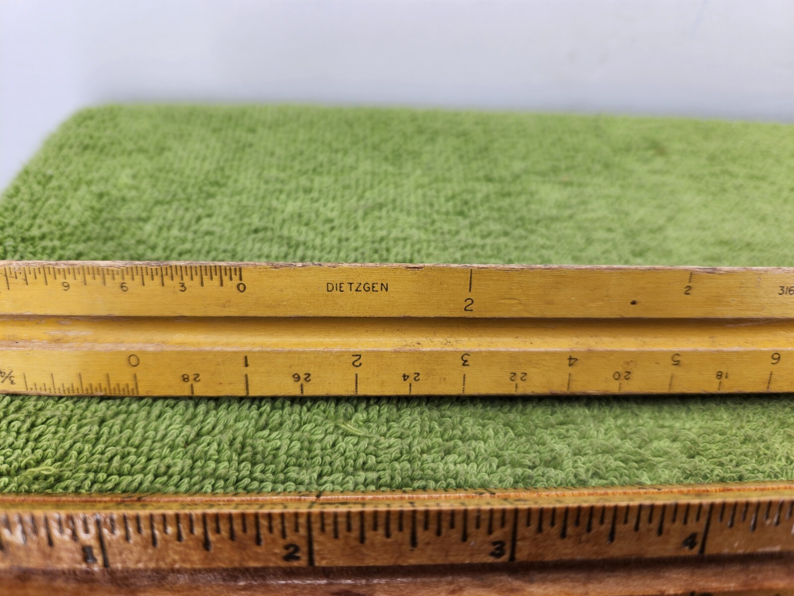 Lot of 4 Vintage Rulers Design Drafting Engineer wood metal triple edge ...