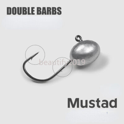 20/50 Pack Aji Head Hook with Mustad Hook Jig Head Double Barbs 1/32-1 ...
