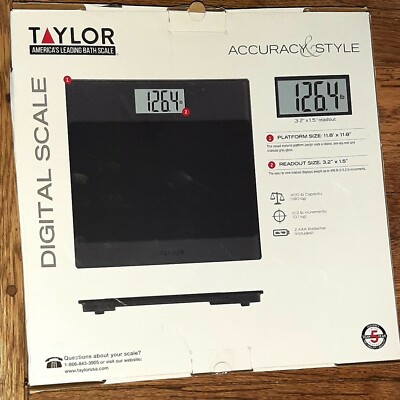 NEW TAYLOR 400 LB DIGITAL ANTI SLIP MAT BATHROOM SCALE BLACK 2- AA ...