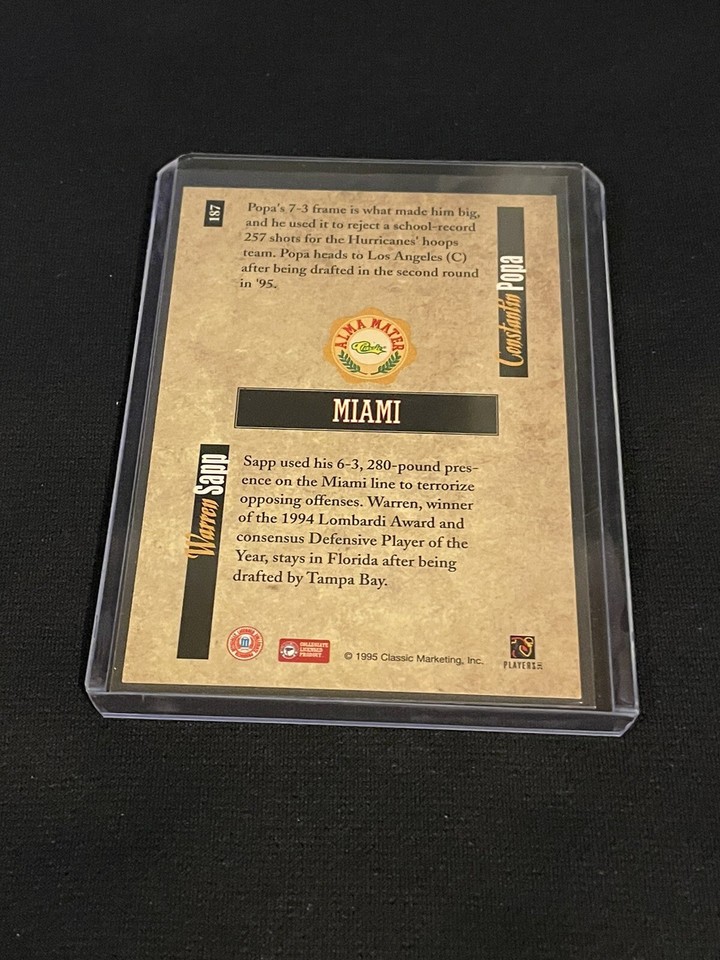 1995 Classic 5 Sport Alma Mater Constantin Popa Warren Sapp #187 HOF | eBay