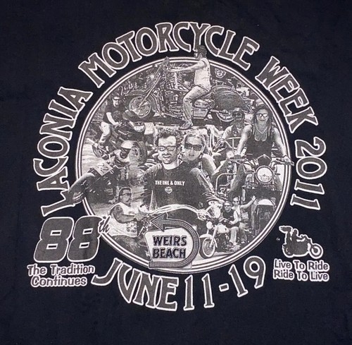 2011 Laconia Classic NH Weirs Beach Bike Week Black 2XL Biker Choppers ...