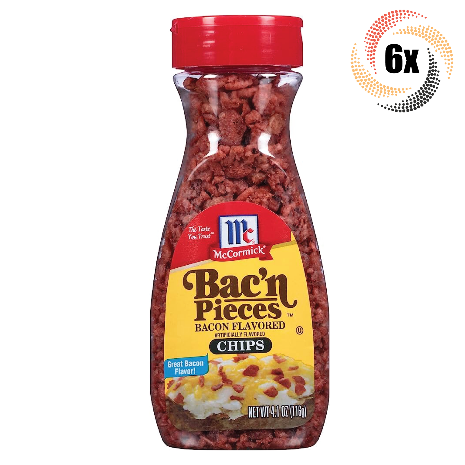 6x Shakers McCormick Bac'n Pieces Original Bacon Flavored Chips Topping ...