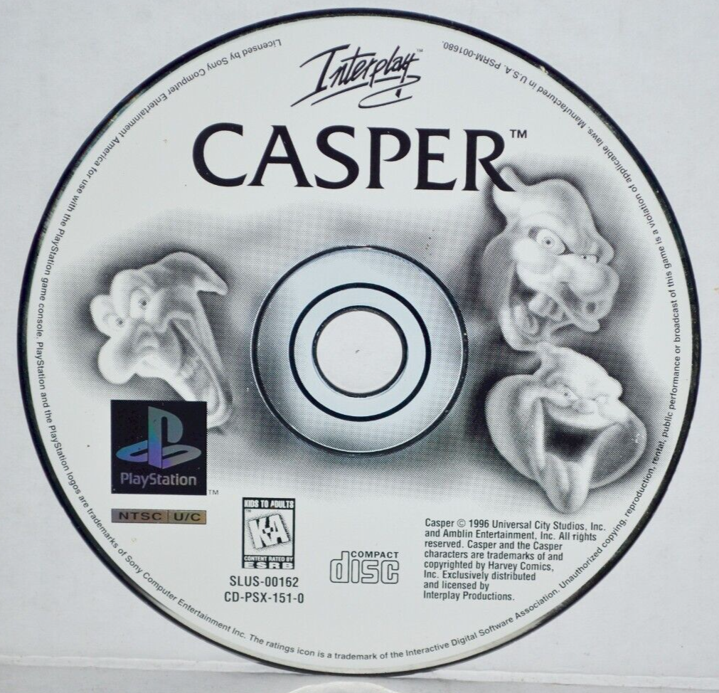 Casper (Sony PlayStation 1, 1996) PS1 PSOne PSX 2 3 Black Label ...