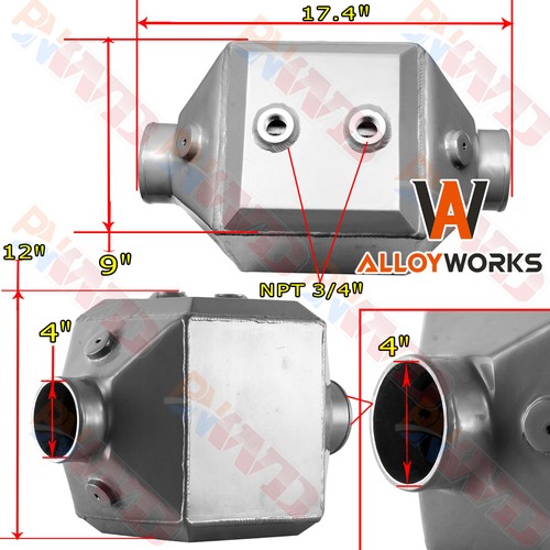 17 2/5"x12"x 9" Aluminum Liquid Air to Water Intercooler 4" Inlet 4 ...