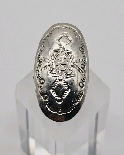 Marcella James MJ Sterling Silver Native Navajo Hand Stamped Oval Ring ...