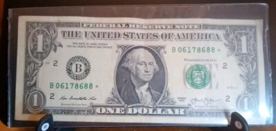 2013 - $1 Dollar Duplicate 06178688* B Series Error Star Note - Rare ...