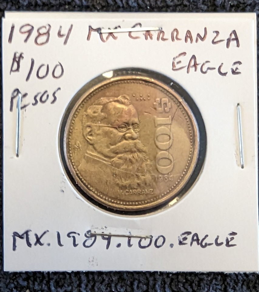 1984 $100 PESO "Carranza" vintage Mexican 100 Pesos coin #mx.1984.100 ...