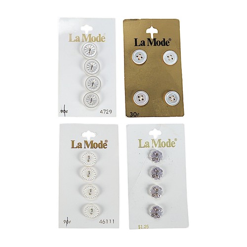 La Mode Round Four & Two-Hole Collectible Sewing Buttons On Cards, 16 ...