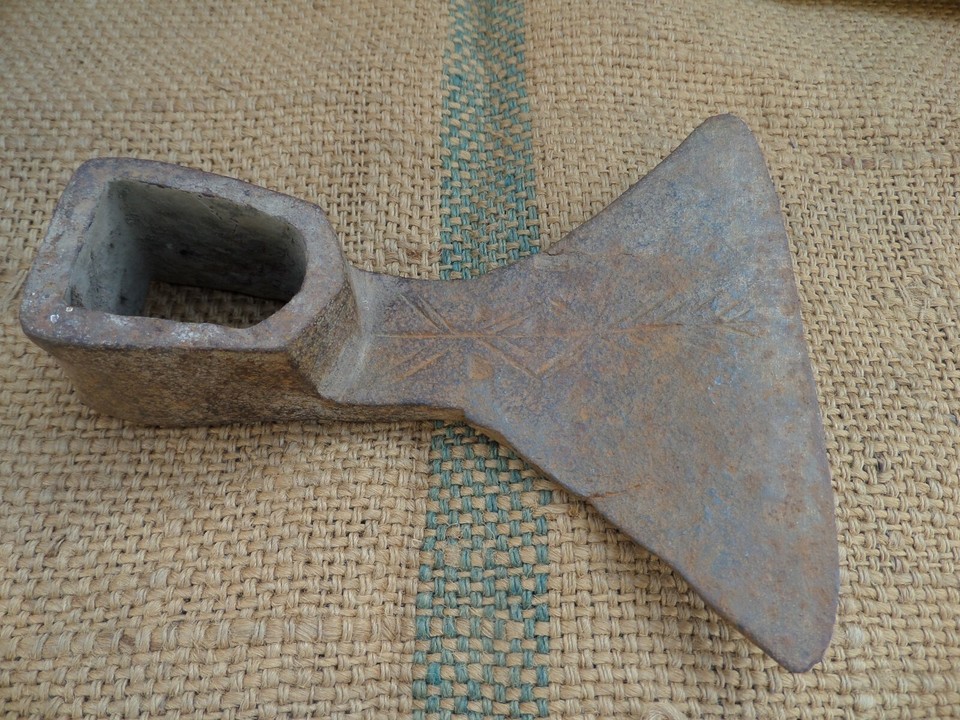 DECORATED ANTIQUE ADZE HOE PICK MATTOCK DIGGER WROUGHT IRON HAND FORGED ...