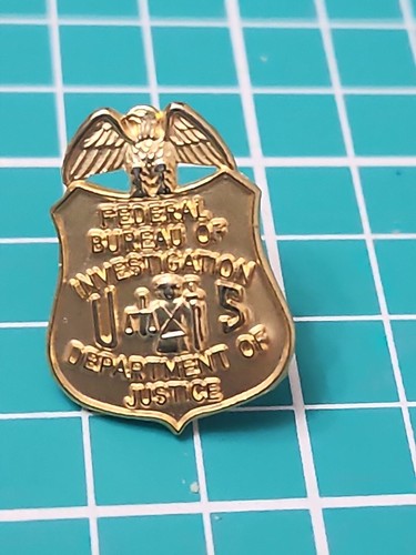 Vtg FBI DOJ Shield Dept Of Justice Federal Investigation Gold Tone ...