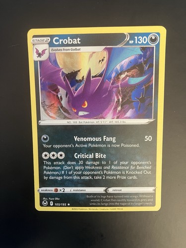 2022 Pokemon Crobat Sword and Shield Silver Tempest Holo #105/195 NM-M ...