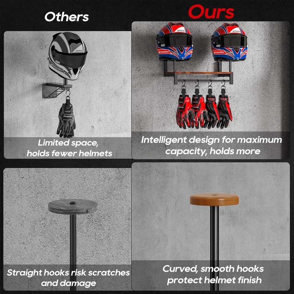 Helmet Rack Wall Mount, Motorcycle Helmet Holder Plate Rack Display ...