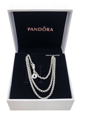 NEW 100% Authentic PANDORA 925 Silver Logo Rolo Chain Necklace ...