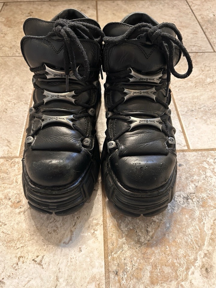 NEW ROCK Ankle Boots M-106-S29 Platform Shoe Black | eBay