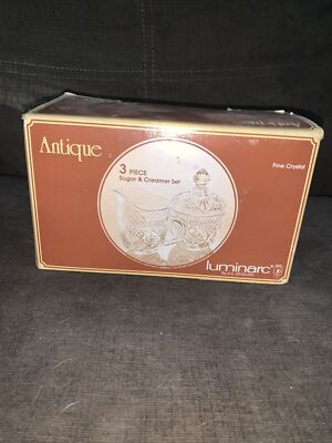 VTG Luminarc by J.G. Durand Fine Crystal 3 Piece Sugar & Creame Set ...