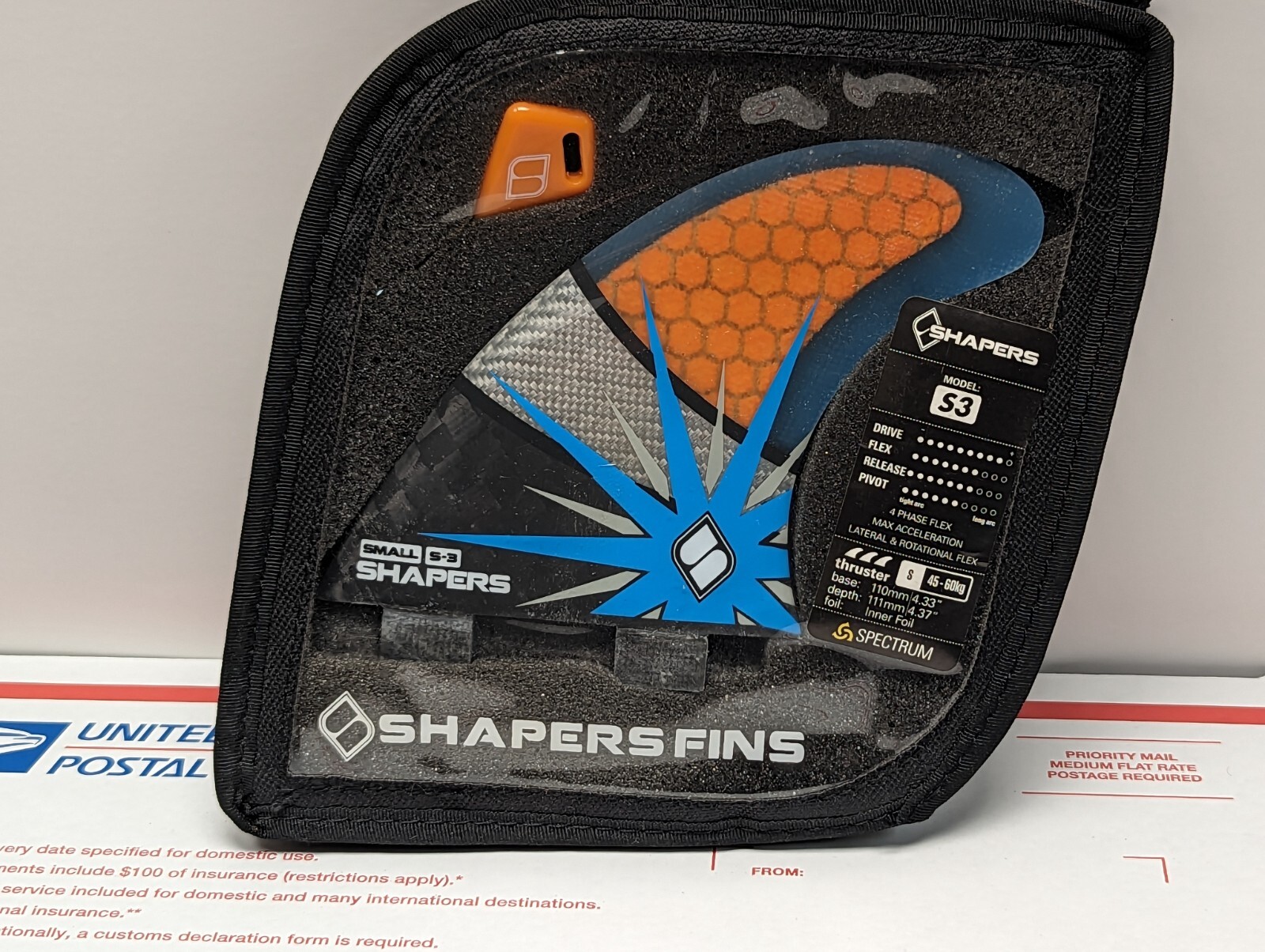 Shapers s3 surfboard Fins fits FCS small thruster 3 tri Fin honeycomb ...