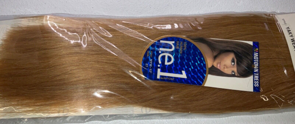 Motown Tress n.e.1 for ANYONE 100% Human Hair Yaky Weave Color 27 (12 ...