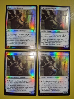 FOIL Locthwain Gargoyle x4 Throne of Eldraine 4x Playset Magic the ...