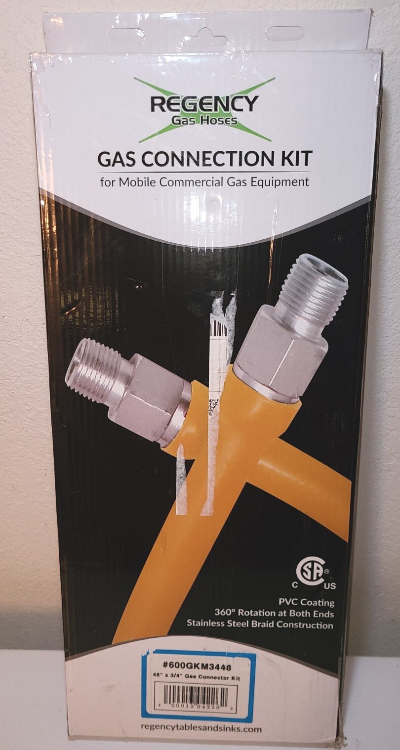 48" Regency Gas Connector Hose Kit with 2 Elbows & Restraining Device ...
