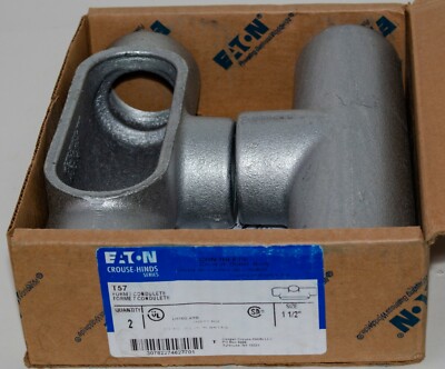 TWO (2) Crouse Hinds (Eaton) T57 Iron Alloy Form 7 Type T Conduit Body ...
