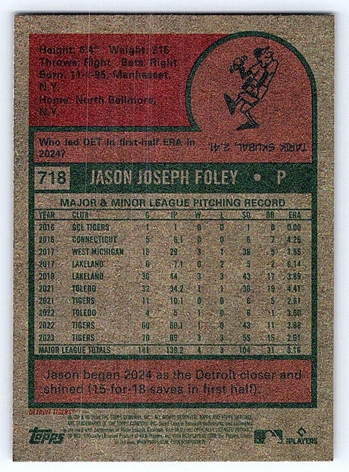 JASON FOLEY 2024 TOPPS HERITAGE HIGH SERIES #718 SP | eBay
