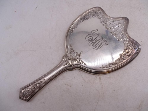 Antique Silver Plated Hand Mirror Cherub Scroll Vanity WSP Co Wilcox ...