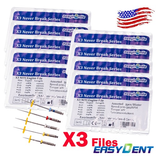 10PKs Dental Endodoncia Rotary Files X3 NITI Root Canal Curved files ...
