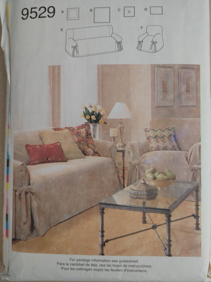 Simplicity Home Pattern 9529 Couch Sofa Loveseat Chair Slipcovers ...