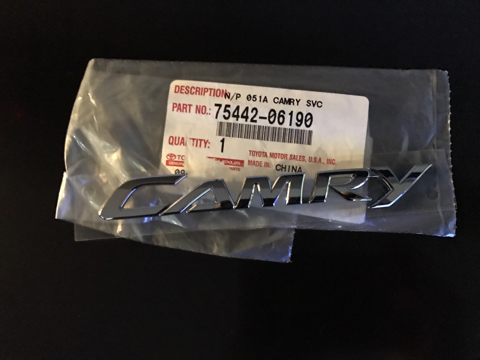 2012-2014 TOYOTA CAMRY REAR TRUN LID EMBLEM PLATE OEM (75442-06190 ...